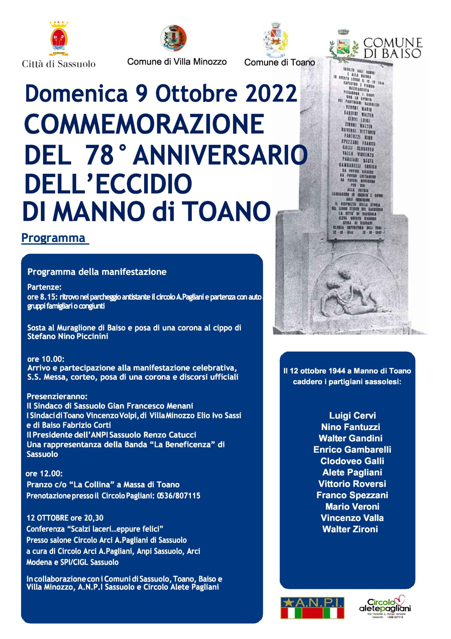 Commemorazione del 78° anniversario dell'eccidio di Manno di Toano ...